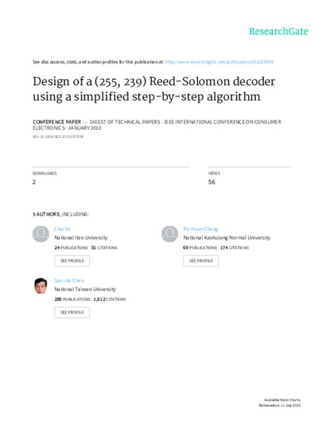 pdf design 255 239 reed solomon using by step conference