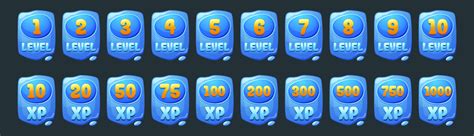 Set Of Water Game Level Ui Icons Blue Banners 14320374 Vector Art At