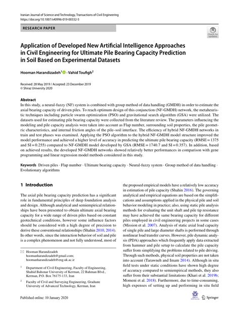 Pdf Application Of Developed New Artificial Intelligence Approaches In Civil Engineering For