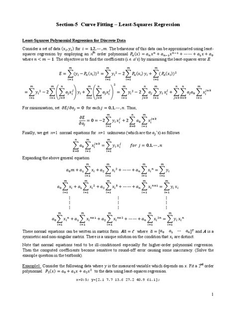 Curve Fitting Least Squares Regression Pdf Least Squares Regression Analysis