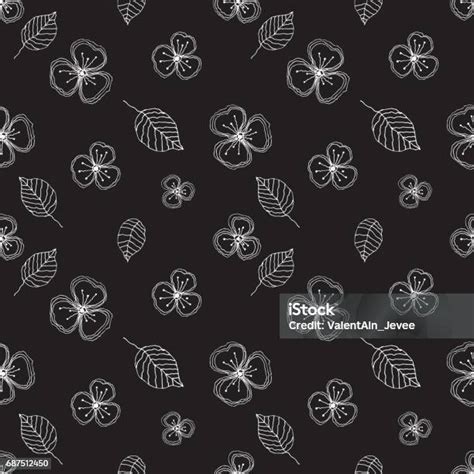 원활한 벡터 꽃 패턴의 집합입니다 꽃 잎 장식 요소 흑인과 백인 손으로 그린 배경 그래픽 일러스트입니다 일련의 손으로 그려진 원활한 벡터 패턴 0명에 대한 스톡 벡터 아트