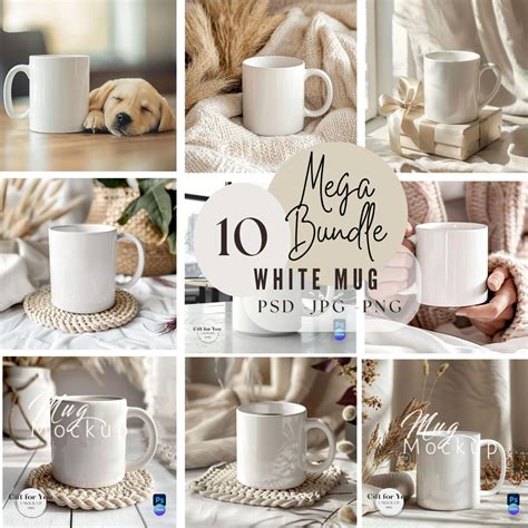White Mug Mockup Bundle 10 11 Oz Blank Cup Coffee Mock Up Photoshop