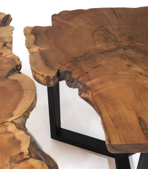 acacia wood nested trunk tables organic shape
