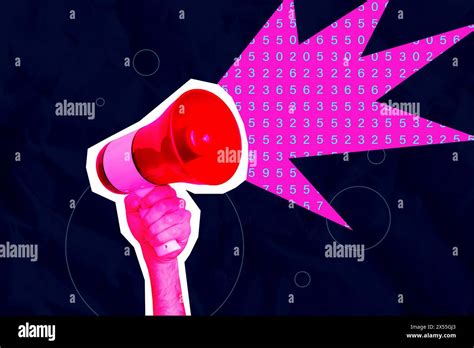 Composite Collage Picture Image Of Hand Hold Megaphone Protect Data