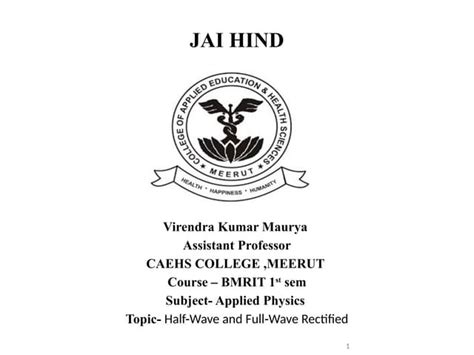 Half Wave Rectifier And Full Wave Rectifier Pptx