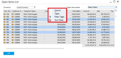 The Open Items List In SAP Business One SAP B MTC Systems