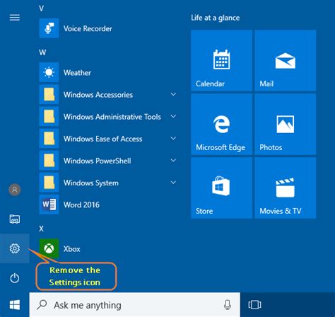 How To Remove ‘settings From Windows 10 Start Menu Password Recovery