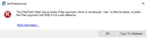 Error The Filterfield Has An Empty Filter Argument Jet