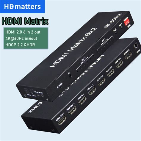 Matriz Hdmi 4k 60hz Hdmi 2 0 Interruptor De Matriz Divisor Hdmi 6x2