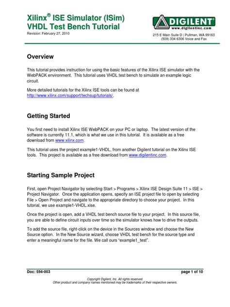 xilinx ise simulator isim vhdl test bench tutorial pdf vhdl computing