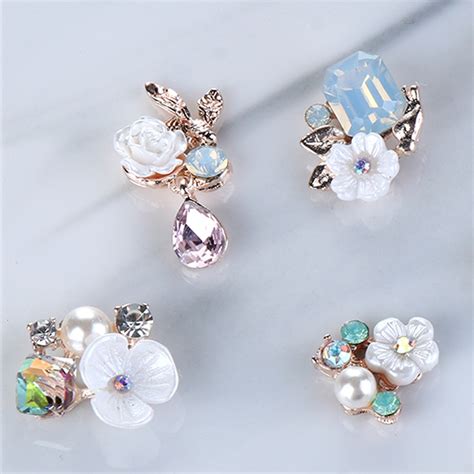 모조 조개 진주 버튼 꽃 모양 라인석 버튼 Diy 도금 플랫백 버클 의류 재봉 액세서리 10 개 Aliexpress