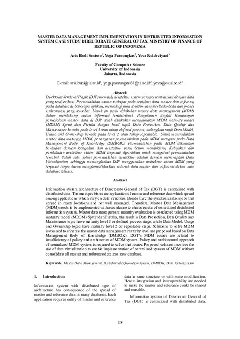Pdf Master Data Management Implementation In Distributed Information