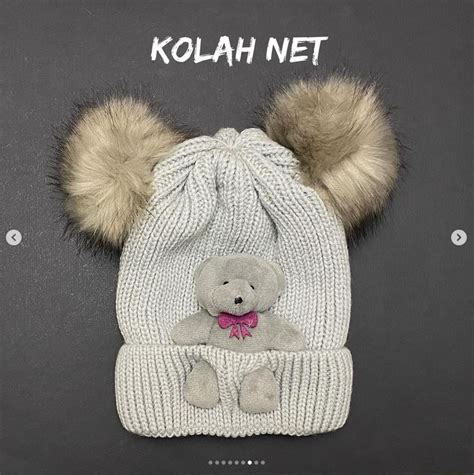 کلاه بافت بچه گانه خرسی كد 4206 کلاه نت