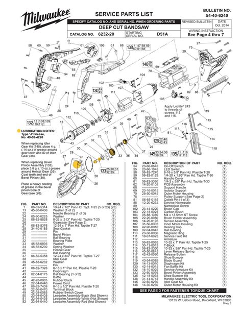 Milwaukee Band Saw 6232 20 Parts Diagram