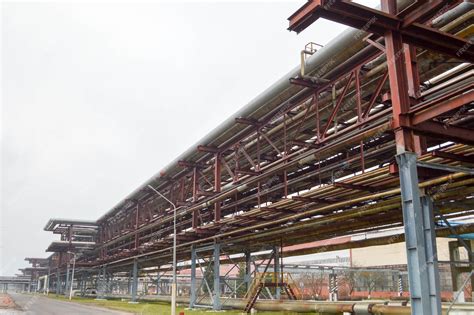 Premium Photo Industrial Trestle For Pipes Iron Pipes In The Oil
