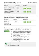 Week Knowledge Check Study Guide Week Knowledge Check Concepts Mastery Score