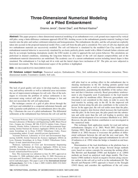 Pdf Three Dimensional Numerical Modeling Of A Piled Embankment