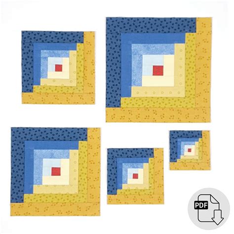 Piece Log Cabin FPP Print At Home Templates A Pdf Pattern With Sizes From The Tiny Up