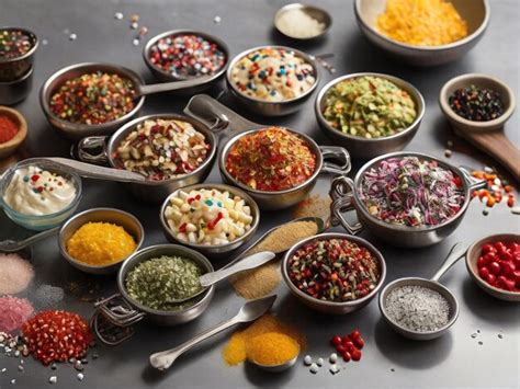 Premium Photo Assorted Condiments And Toppings In Stainless Steel
