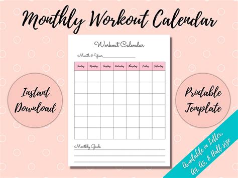 Weekly Exercise Calendar Template For Effective Fitness Planning
