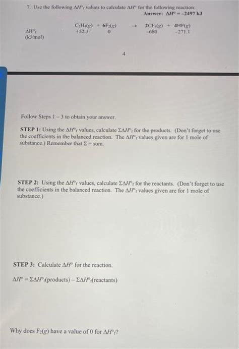 Solved Use the following Δ P v values to calculate Δ f Chegg
