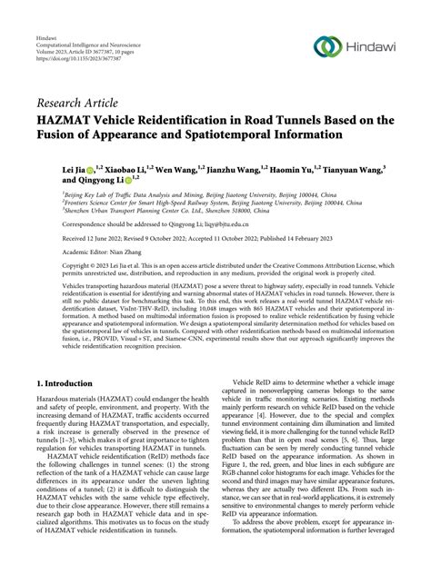 Pdf Hazmat Vehicle Reidentification In Road Tunnels Based On The Fusion Of Appearance And