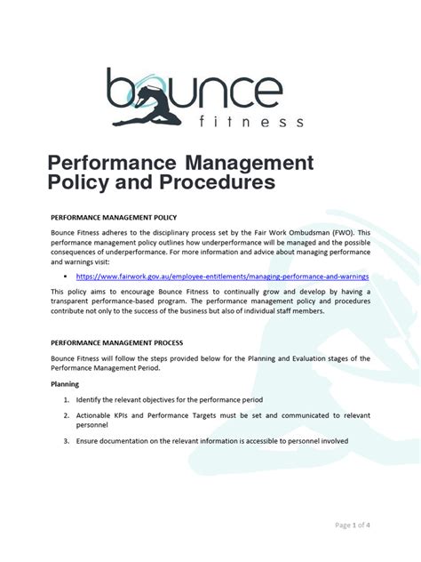 Bounce Hr Performance Management Policy And Procedures V1 1 Pdf Employment Performance