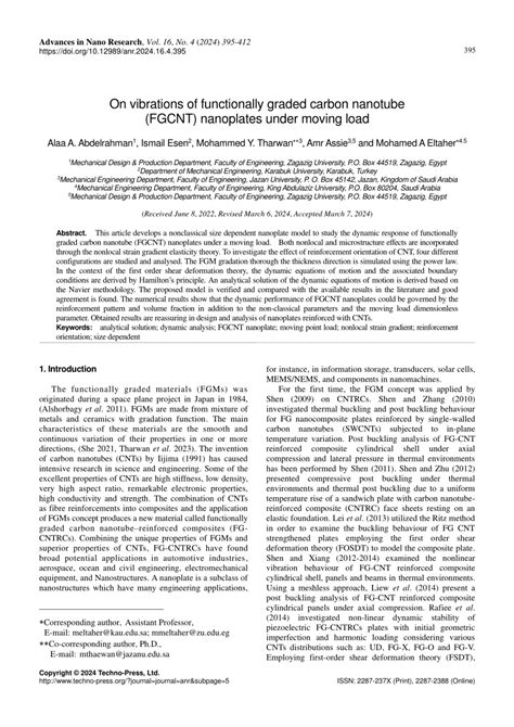 Pdf On Vibrations Of Functionally Graded Carbon Nanotube Fgcnt Nanoplates Under Moving Load