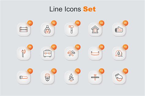 세트 라인 전기 원형 톱 금속 손톱 나무 벌목꾼 손 양손 및 교차 망치 아이콘 벡터 0명에 대한 스톡 벡터 아트 및 기타 이미지 Istock