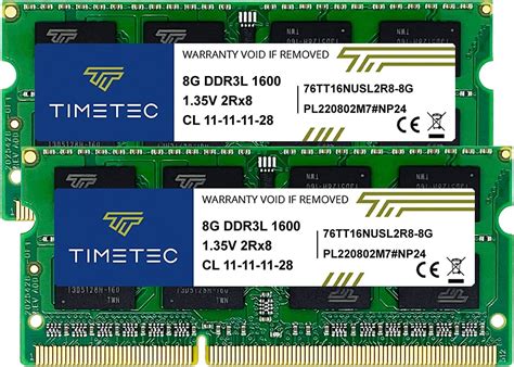 Timetec Hynix Ic 16gb 2x8gb Ddr3l 1600 Sodimm Laptop Memory Cl11 Cas Latency 1600mhz Speed