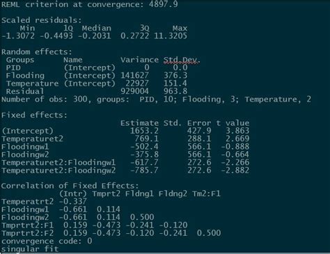 Construction Of Linear Mixed Model Using R Cross Validated