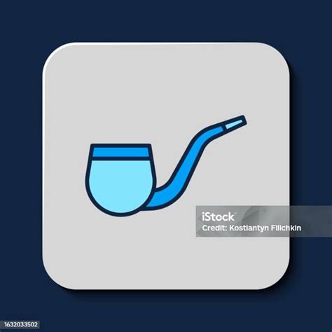 채워진 윤곽선 파란색 배경에 분리된 파이프 흡연 아이콘이 없습니다 담배를 피우지 마십시오 파이프 벡터 가득 찬에 대한 스톡 벡터