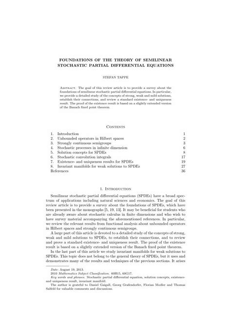 Pdf · Foundations Of The Theory Of Semilinear Stochastic Partial