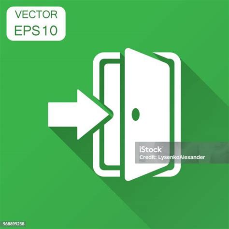 플랫 스타일의 입구 문입니다 문을 그림 긴 그림자를 종료 합니다 문간 입구 개념입니다 가까이 옴에 대한 스톡 벡터 아트 및 기타 이미지 가까이 옴 가정의 방 개념