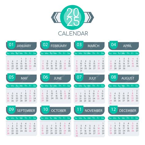 2025 영어 달력 녹색 벡터 달력 2025년 영어 Png 일러스트 및 벡터 에 대한 무료 다운로드 Pngtree