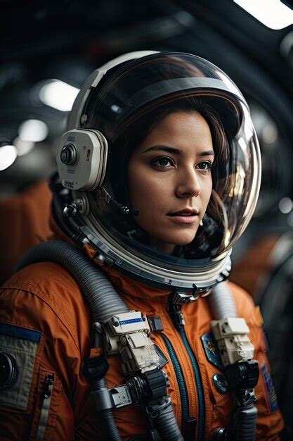 Premium Ai Image Full Shot Female Astronaut Wearing Spacesuit