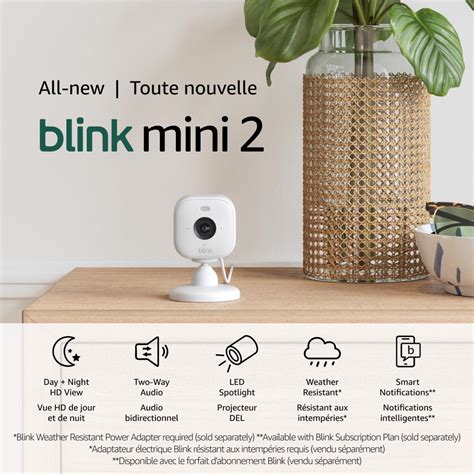Blink Mini Plug In Smart Security Camera HD Night View In Color Built In Spotlight Two