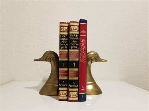 Vintage Solid Brass Duck Bookends Block Set Of 2 Brass Duck Book Ends