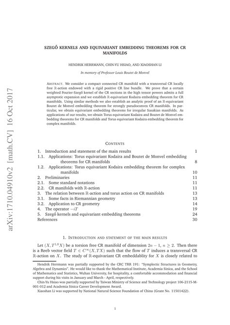 pdf szeg h{o} kernels and equivariant embedding theorems for cr manifolds
