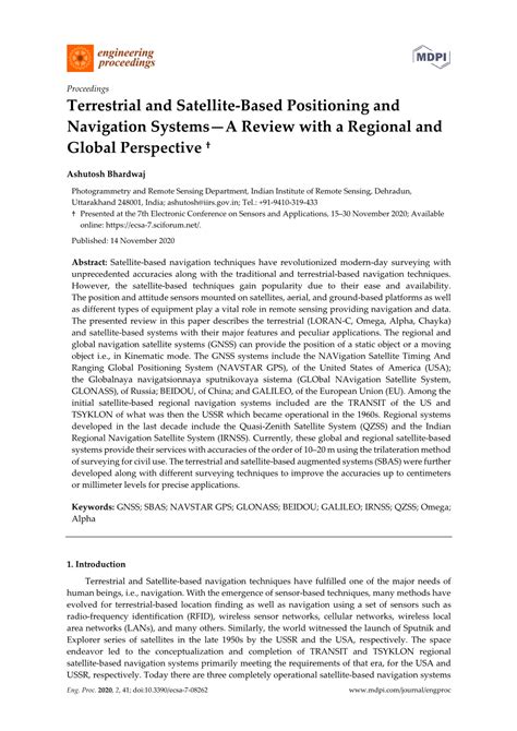 Terrestrial And Satellite Based Positioning And Navigation Systems—a Review With A Regional And