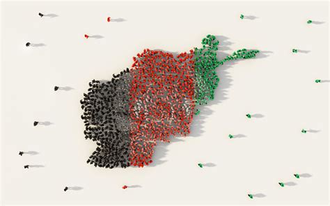흰색 바탕에 소셜 미디어와 사회 개념에 아프가니스탄 지도 및 국기를 형성 하는 사람들의 큰 그룹 위에서 군중 그림의 3d 기호 함께 모여 3차원 형태에 대한 스톡 사진 및