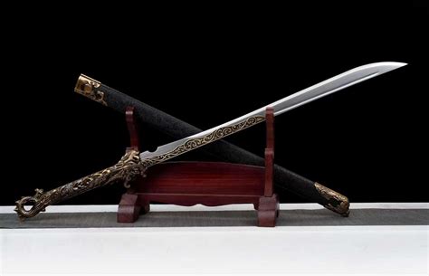 Hand Forged Tang Dao Sword 43 Heat Treated Steel With Dragon Motifs