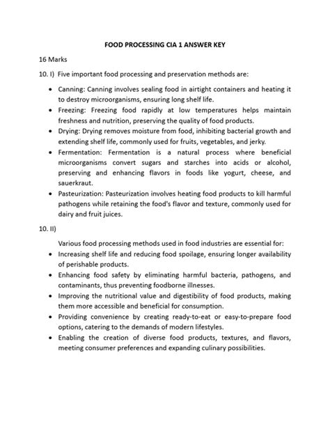 food processing cia 1 answer key pdf food preservation food
