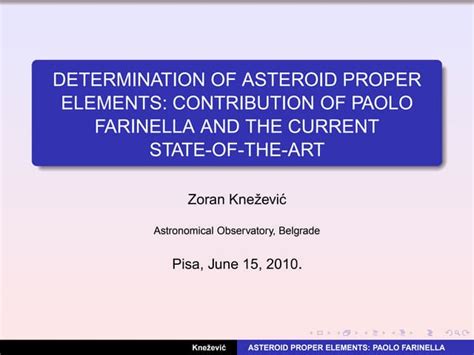 N 24 Knezevic Determination Of Asteroid Proper Elements Con Pdf
