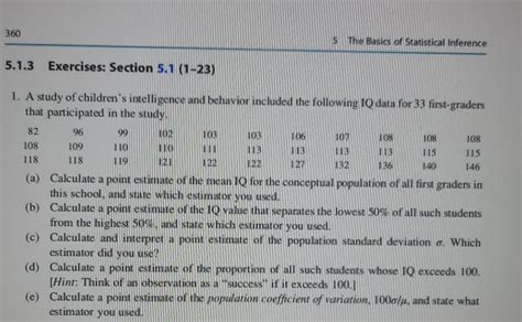 Solved The Basics Of Statistical Inference Chegg