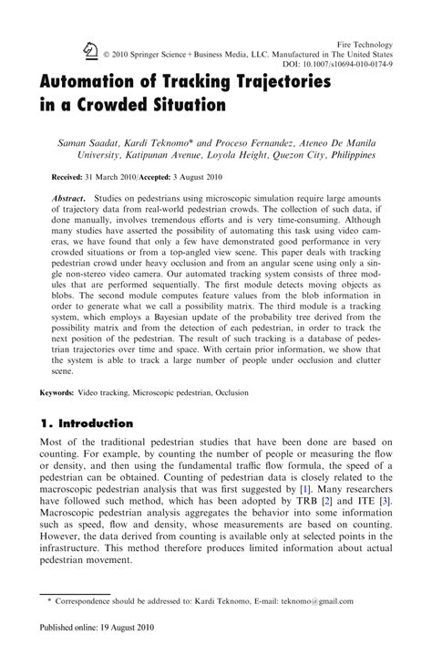 Pdf Automation Of Pedestrian Tracking In A Crowded Situation