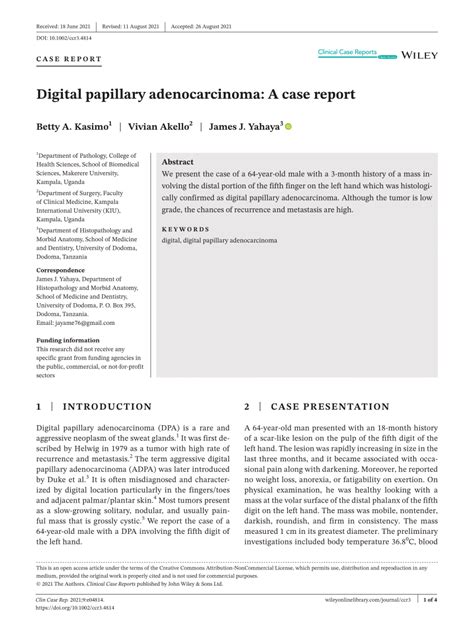 Pdf Digital Papillary Adenocarcinoma A Case Report