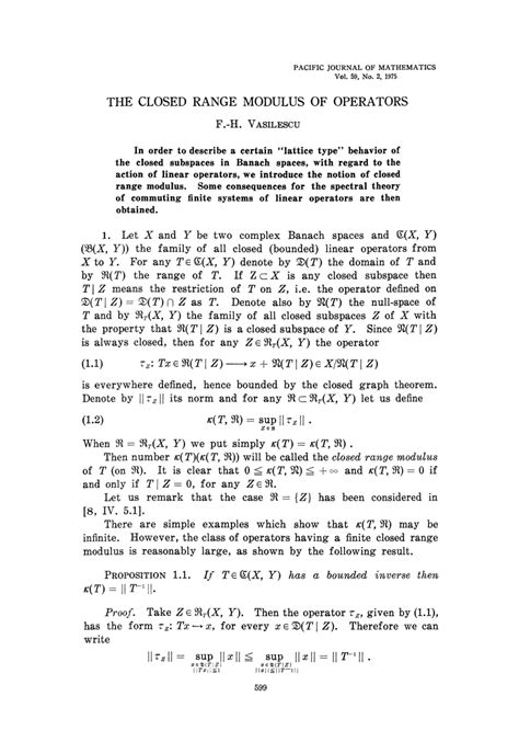 PDF The Closed Range Modulus Of Operators