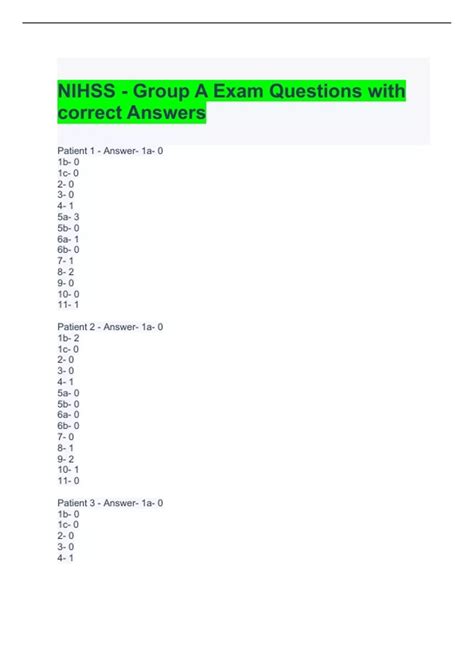 Nihss Group A Exam Questions With Correct Answers Nihss Stuvia Us