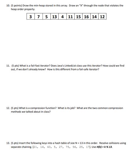 Solved 10 5 Points Draw The Min Heap Stored In This Chegg Com